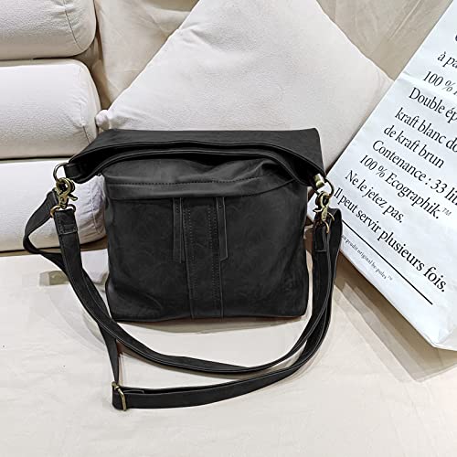 Crossbody Bags for Women, Leather Purse, Vegan Leather Shoulder, Tote Bags with Adjustable Shoulder Strap, shoulder bag Suitable for Important Occasions, Work, Travel, Black