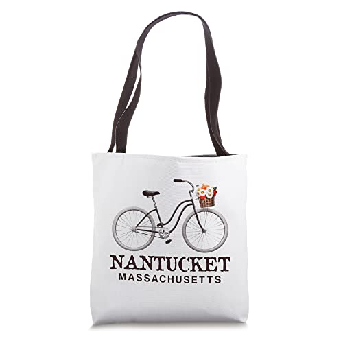 Nantucket Massachusetts Bike Flowers Basket Summer Travel Tote Bag