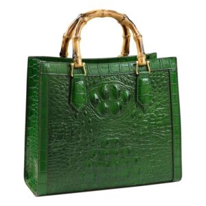 ddqyyspp crocodile pattern leather women’s bag bamboo top-handle satchel handbags portable tote bag shoulder messenger bags