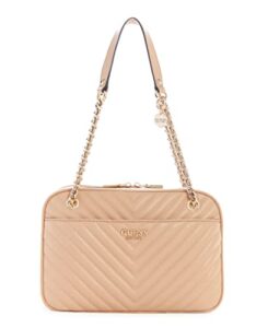 guess keillah top zip shoulder bag, beige