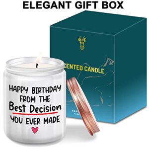 Birthday Gifts for Wife from Husband- Happy Birthday Gift Ideas for Her Him- Funny Women Birthday Gifts for Girlfriend from Boyfriend - Lavander Scented Candles