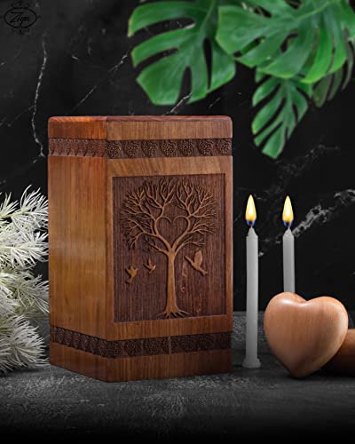 Wooden Urns for Ashes Adult Male or Female - Funeral and Memorial Cremation Urns for Human Ashes up to 250 lbs