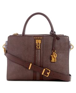 guess ginevra elite society satchel, brown