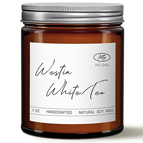 Westin White Tea Strong Scented Candles, Organic Soy Candle for Home Scented, Hand-Poured Jar Candle, Gifts for Women|Men|Families|Friend|Colleague, as Birthday|Holiday|Relaxation Gifts (7oz)