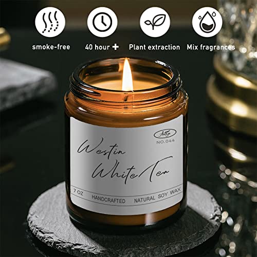 Westin White Tea Strong Scented Candles, Organic Soy Candle for Home Scented, Hand-Poured Jar Candle, Gifts for Women|Men|Families|Friend|Colleague, as Birthday|Holiday|Relaxation Gifts (7oz)