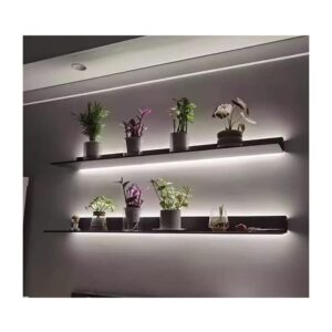 ezkxoprs 1pcs floating shelves wall mounted, led light aluminum wall shelves for bedroom living room decoration, storage plant or bookshelf ( color : black , size : 50cm )