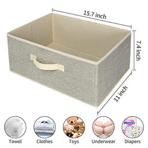 COSIFO 4pc Drawer Storage Bins, 23L Collapsible Fabric Clothes Toy Closet Organizers Boxes, Decorative Storage Baskets with Handle for Wardrobe Closet Bookshelf Nursery Office (Rectangular Beige)