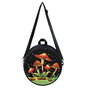 xixirimido Mushroom Backpack Purse Women's for Girls Mini Round Crossbody Handbag Messenger Lightweight with Zipper Daypack Shoulder Satchel