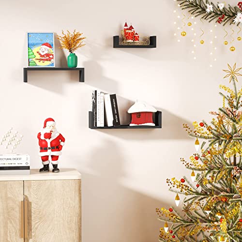 SRIWATANA U Shelves Wall Mounted Set of 3 and Large Floating Shelves Set of 3 （Contains 2 Items）