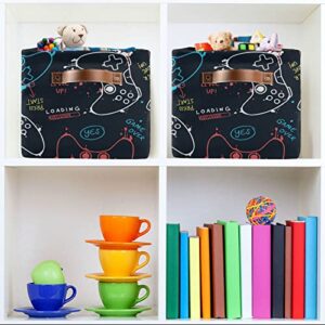 Gamer Pattern Storage Baskets Bins For Shelves Home Office Decorative Organization Collapsible Clothes Storage Box with Handles Toy Organizer