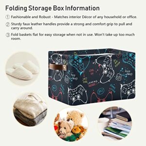 Gamer Pattern Storage Baskets Bins For Shelves Home Office Decorative Organization Collapsible Clothes Storage Box with Handles Toy Organizer