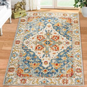 area rug 3×5 persian rug indoor entryway washable vintage rug indoor floor cover print boho rug non slip & foldable accent rug exquisite imitation cashmere carpet living room bathroom kitchen