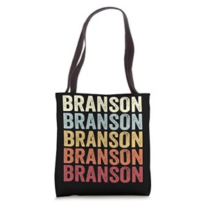 branson missouri branson mo retro vintage text tote bag