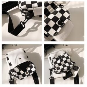 Checkered Bag,Girl's Canvas Shoulder Bag,Trendy Crossbody Handbags,Small Square Bag, Mini Tote Bags