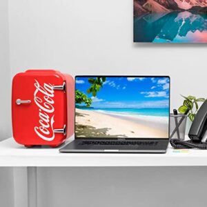 Coca-Cola 4L Portable Cooler/Warmer & Cooluli Retro Coca-Cola Mini Fridge for Bedroom - Car, Office Desk & College Dorm Room - 4L/6 Can 12V Portable Cooler & Warmer for Food, Drinks & Skincare