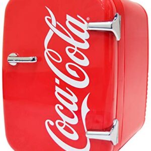 Coca-Cola 4L Portable Cooler/Warmer & Cooluli Retro Coca-Cola Mini Fridge for Bedroom - Car, Office Desk & College Dorm Room - 4L/6 Can 12V Portable Cooler & Warmer for Food, Drinks & Skincare