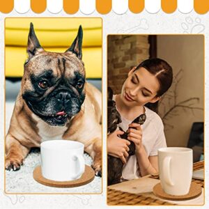 Set of 8 French Pit Bull Cork Drink Coasters Absorbing Dog Coasters Fun Frenchie Gifts for Women Kitchen Bar Coasters with Metal Holder for Home Kitchen Decor Table Mug Glass Cup Place Mats Dog Lovers