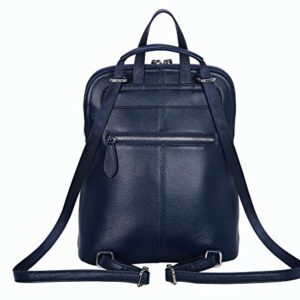 HESHE Leather Backpack for Women Fashion Casual Backpack Purse (Navy Blue-T014)