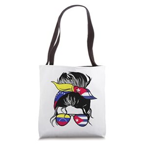 venezuela and cuba mix half cuban and half venezuelan tote bag