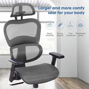 Ergonomic Office Chair, High Back Desk Chair, Swivel Mesh Computer Task Chair with Dynamic Lumbar Support, Tilt Function, Executive Home Office Chair with 3D Adjustable Headrest and Armrests, Grey