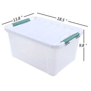 Xyskin 6-Pack 35 Quart Plastic Storage Boxes, Latching Storage Bin Totes, Clear