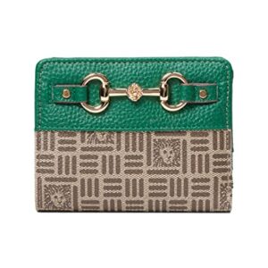 Anne Klein AK snap Closure Horsebit Logo Wallet, Cream-Brown w/Ivy Green