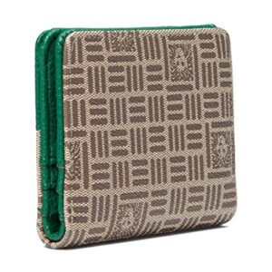 Anne Klein AK snap Closure Horsebit Logo Wallet, Cream-Brown w/Ivy Green