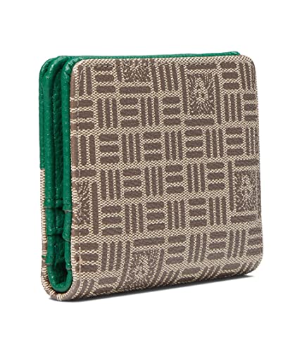 Anne Klein AK snap Closure Horsebit Logo Wallet, Cream-Brown w/Ivy Green