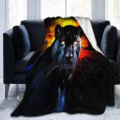 50"x40" Blanket Panther Sunset Black Fleece Blanket Throw Blanket Lightweight Microfiber Blankets for Bed Couch Sofa Blanket Quilt