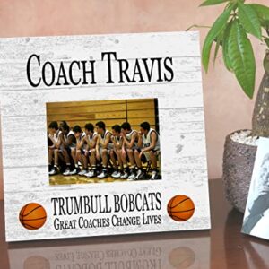 Broad Bay Basketball Coach Gift Plaque with Photo - UPLOAD Team Picture - Frame Alternative Personalized Appreciation Award For End Of Season Coaches Present 10in x 10in (Basketball)