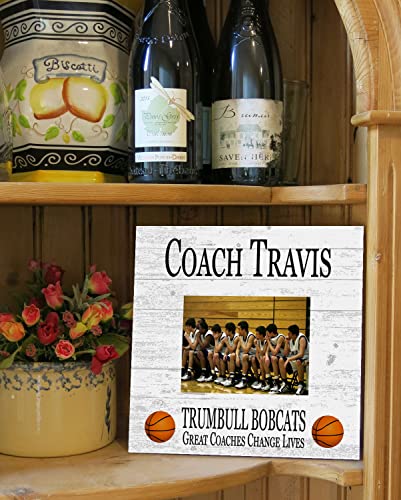 Broad Bay Basketball Coach Gift Plaque with Photo - UPLOAD Team Picture - Frame Alternative Personalized Appreciation Award For End Of Season Coaches Present 10in x 10in (Basketball)