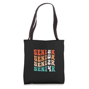 groovy my last day senior 2024 graduation class boho rainbow tote bag