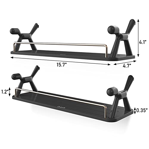 iHave Bathroom Shelves with Towel Hooks Bathroom Decor, Small Wall Shelves for Wall Decor, Black Floating Shelves Wall Mounted Modern Home Decor for Bedroom, Living Room, Laundry Room, Kitchen