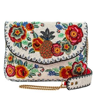 mary frances off to paradise floral crossbody clutch handbag, multi