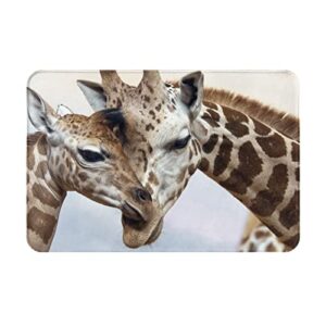 nichpedr welcome rectangular door mat young giraffe and mom giraffe entrance way rugs doormats soft non-slip washable bath rugs floor mats for home bathroom kitchen 16×24 inch