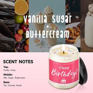 Happy Birthday Gifts for Women | Unique Gift for Best Friend | Soy Vanilla Sugar and Buttercream Candles Gift idea for Her Sister Mom Coworker Classmate Bestie Present 7 oz