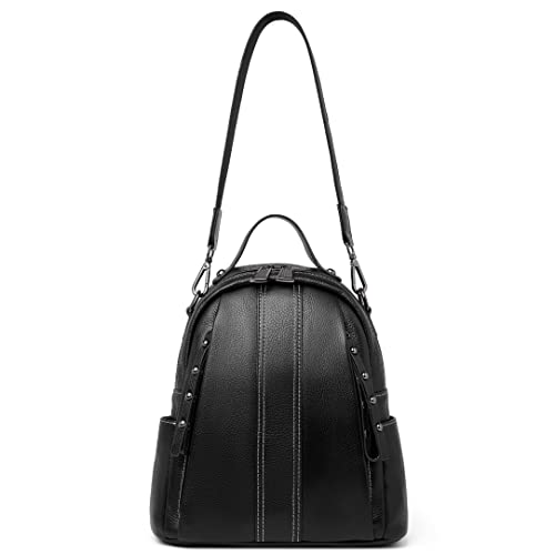 DORIS&JACKY Women Leather Backpack Purse Casual Shoulder Bag Fashion Ladies Satchel Bags (Black.4)