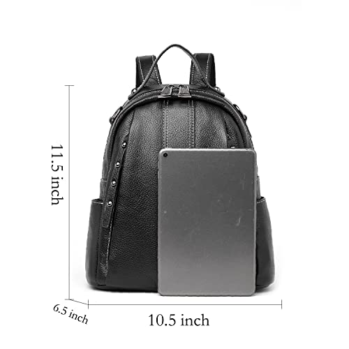 DORIS&JACKY Women Leather Backpack Purse Casual Shoulder Bag Fashion Ladies Satchel Bags (Black.4)