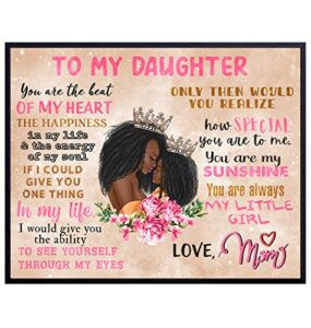 black mother daughter wall art – african americans black women wall art & decor – baby shower gift – nursery wall art – pink girls room girls bedroom wall art – to my daughter poster 8×10 unframed