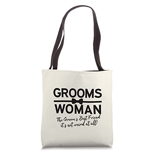 Groomswoman Best Friend of the Groom Bow Tie Graphic Wedding Tote Bag