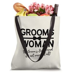 Groomswoman Best Friend of the Groom Bow Tie Graphic Wedding Tote Bag