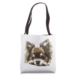 chihuahua long haired chihuahua long hair chiwawa dog lover tote bag