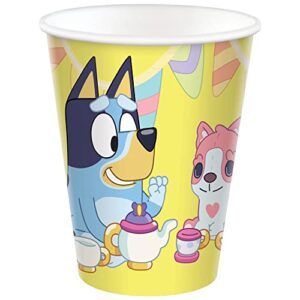 Bluey Party Supplies Pack Serves 16: Bluey Birthday Party Supplies, Bluey Plates, Napkins Cups and Table Cover with Birthday Candles (Bundle for 16)