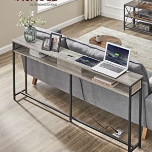 VASAGLE Narrow Console Table - 70.9 Inch Sofa Table with 2 Outlet and 2 USB Ports, Long Entryway Table for Hallway, Behind The Couch, Home Office or Living Room ULNT118B02