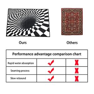 Optical Illusion Rug 3D Area Rug Floor Mat Carpet Bottomless Hole Optical Illusion Area Rug,Anti-Skid Non-Woven Black White Doormat for Room Rubber Floor mats (23.6X35.4 inch)