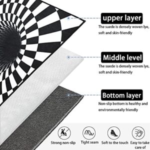 Optical Illusion Rug 3D Area Rug Floor Mat Carpet Bottomless Hole Optical Illusion Area Rug,Anti-Skid Non-Woven Black White Doormat for Room Rubber Floor mats (23.6X35.4 inch)