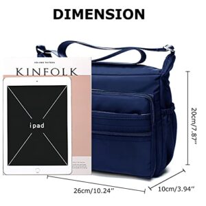 LassZone Women Tote Bag Nylon Waterproof Shoulder Bag Multi-Pocket Casual Shopping Handbag Large Capacity Women Wallet Bags