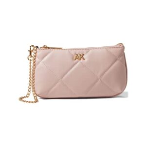 Anne Klein AK Quilted Pouch wrislet with Chain, Petal Pink/Petal Pink