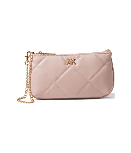 Anne Klein AK Quilted Pouch wrislet with Chain, Petal Pink/Petal Pink