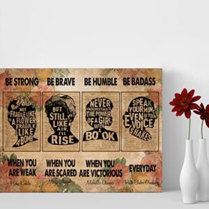 Retro Feminist Print Canvas Wall Art Home Decor Be Strong Not Fragile Like a Flower Painting 12x15 Canvas Poster Framed Ready to Women Gift